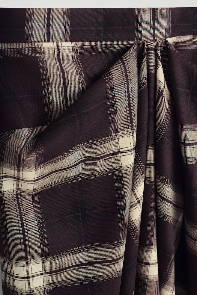 DRAPED CHECKED MIDI SKIRT - BURGUNDY / CHECKED | COS