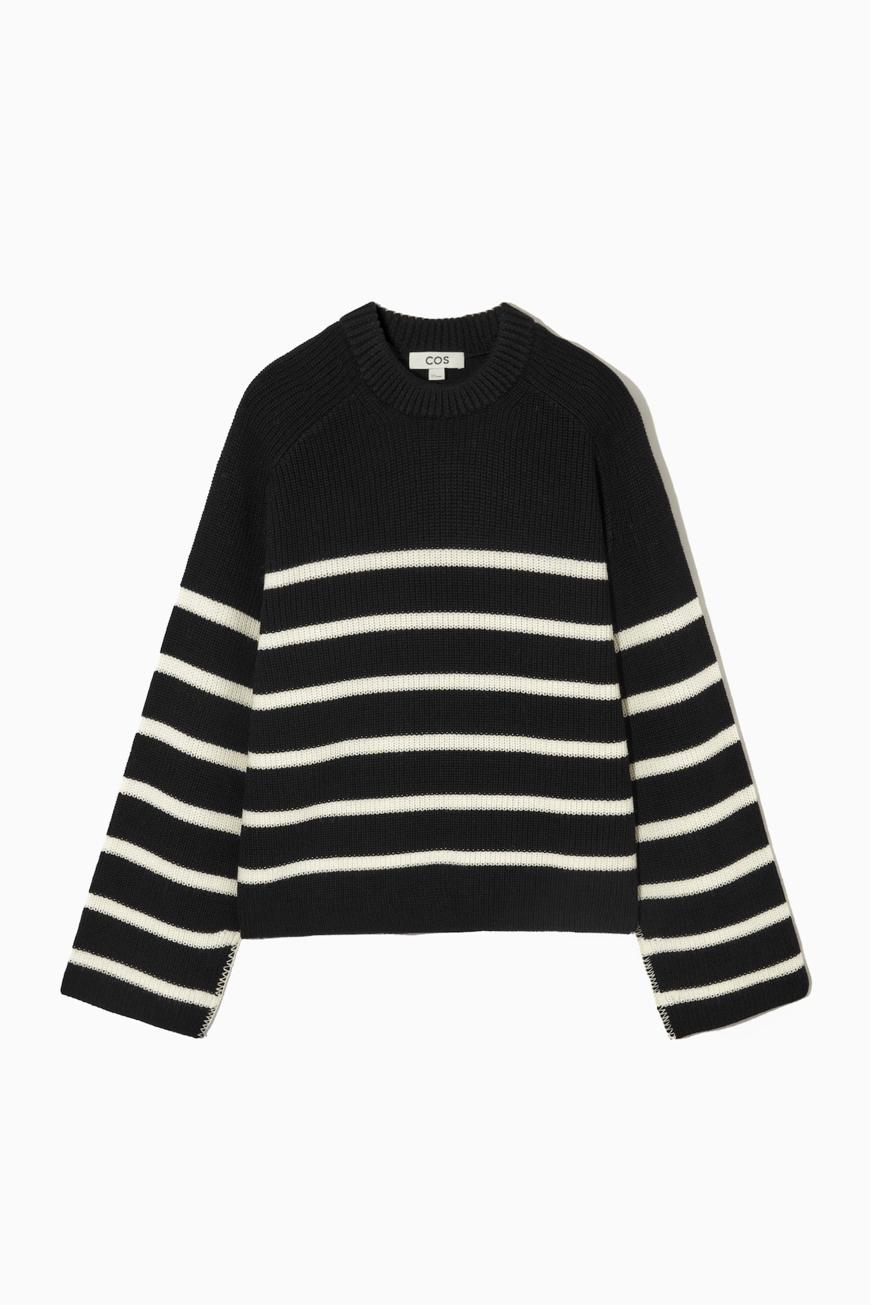 STRIPED MERINO WOOL JUMPER - BLACK / WHITE / STRIPED | COS