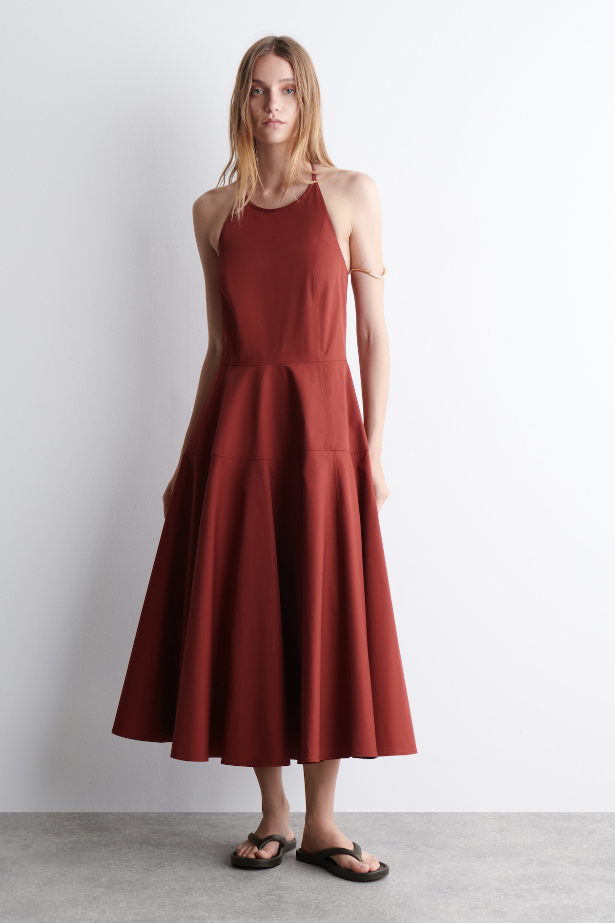 PIMA COTTON HALTERNECK DRESS - RED | COS