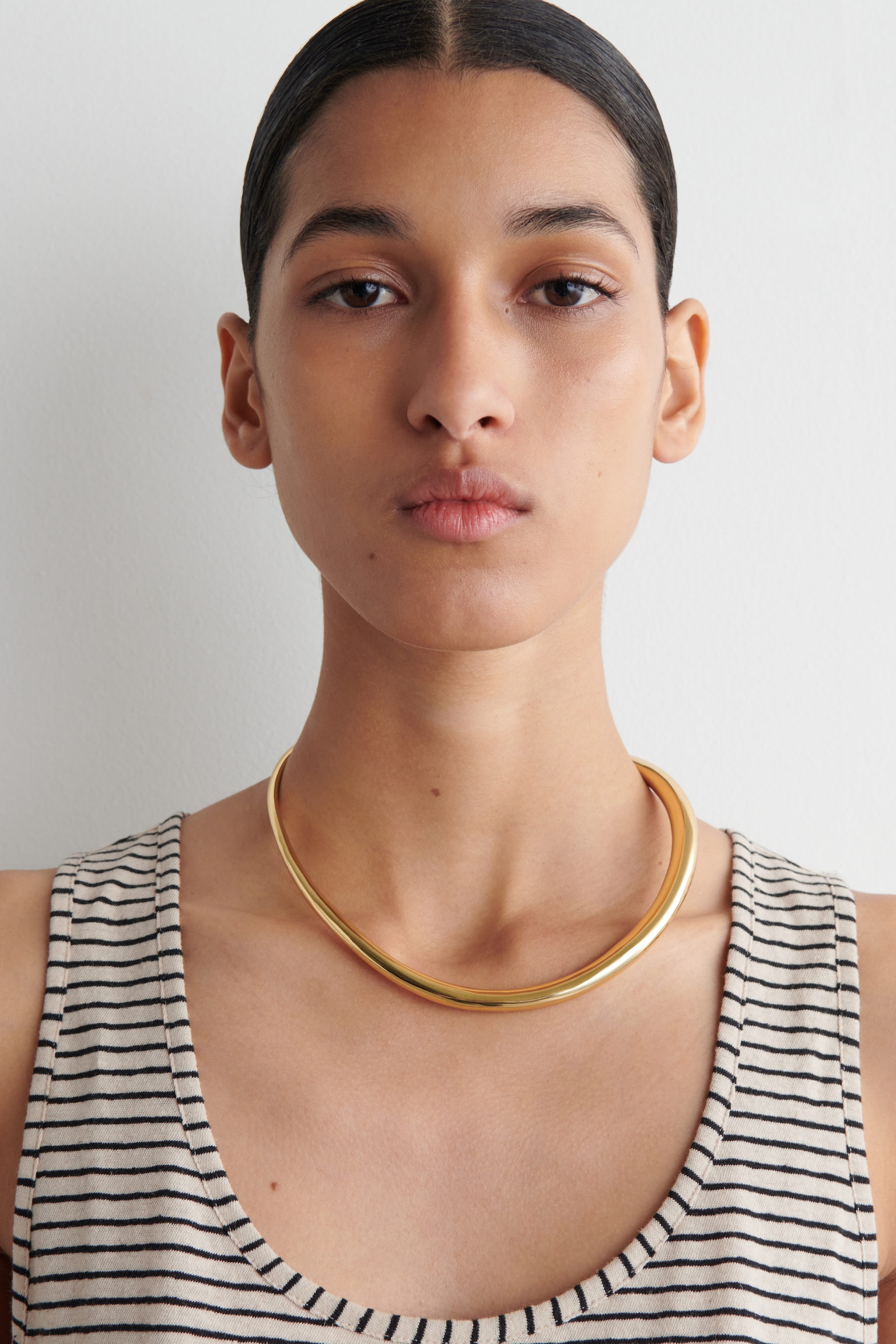 COTTON-LINEN TANK TOP - BLACK / IVORY / STRIPED | COS