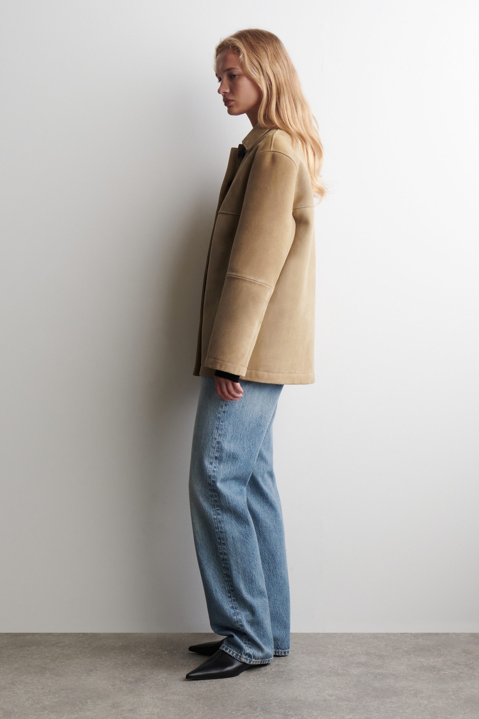 COLLARED SUEDE JACKET - SAND | COS