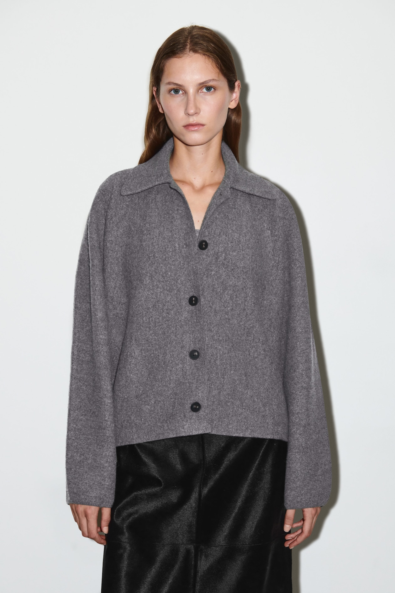 SCULPTED MERINO WOOL SHORT JACKET - GREY MÉLANGE | COS IE