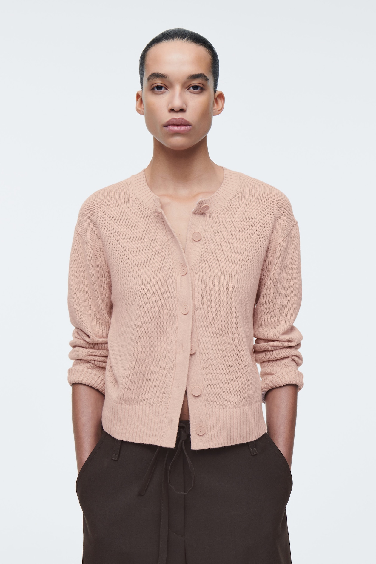 STICKAD KOFTA I LINNE - ROSA | COS