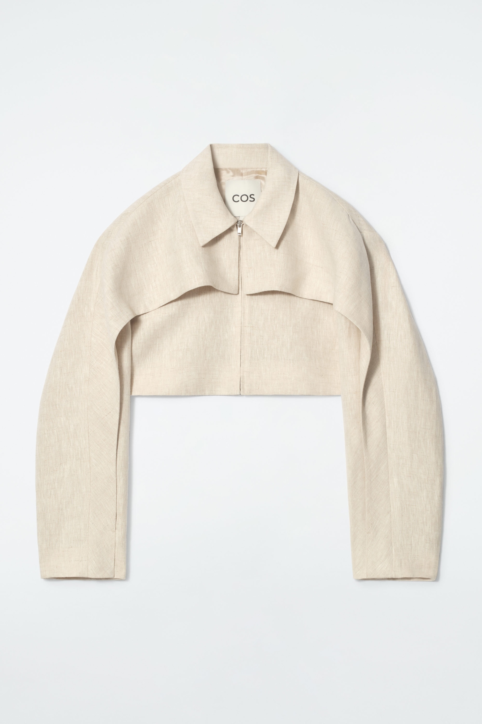 CROPPED LINEN JACKET - LIGHT BEIGE | COS