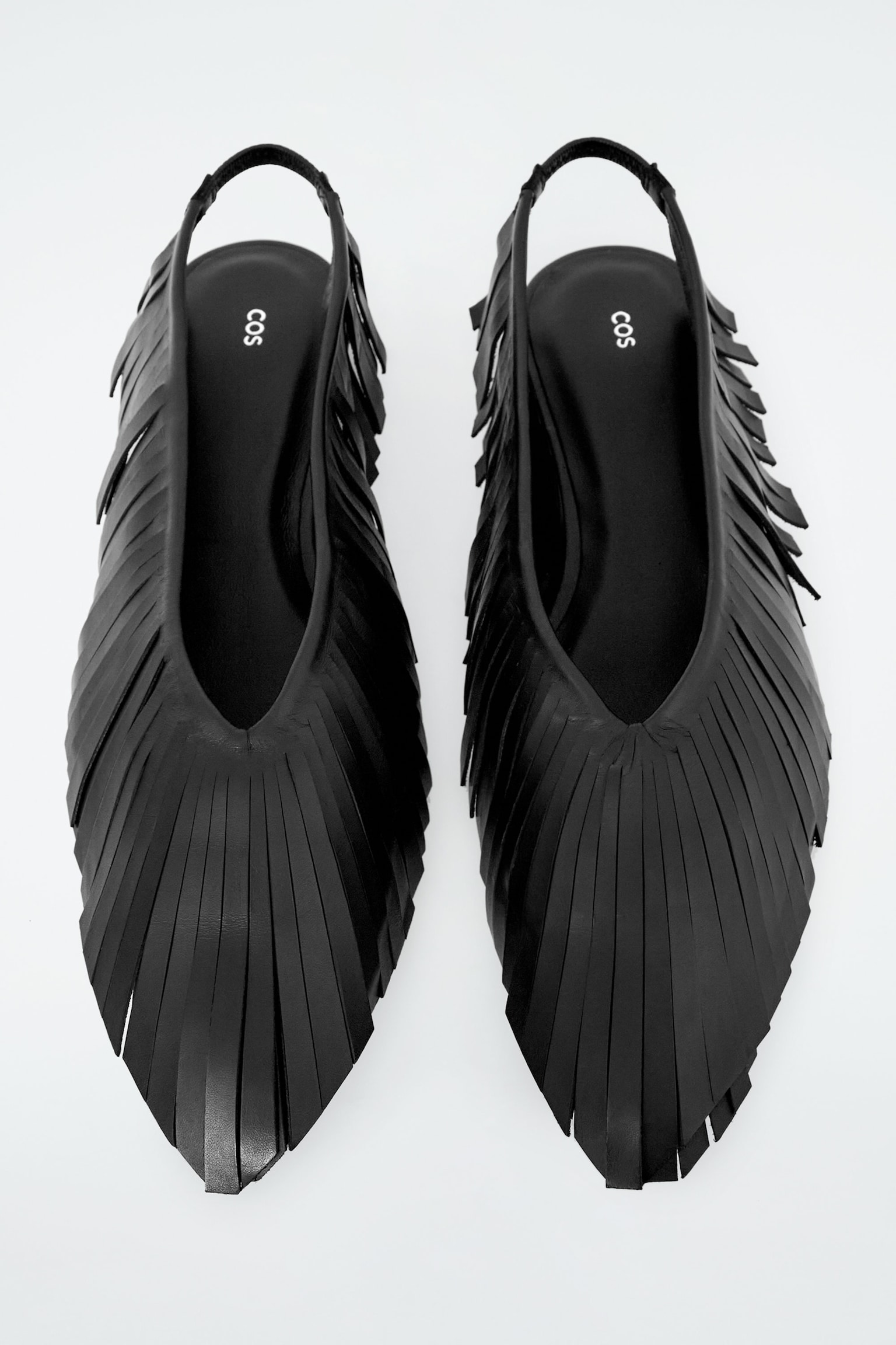 SLINGBACK-BALLERINAS AUS LEDER MIT FRANSEN - SCHWARZ | COS