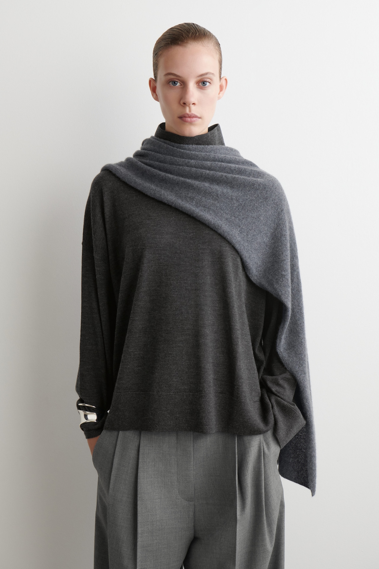 MERINO WOOL TURTLENECK JUMPER - DARK-GREY MÉLANGE | COS