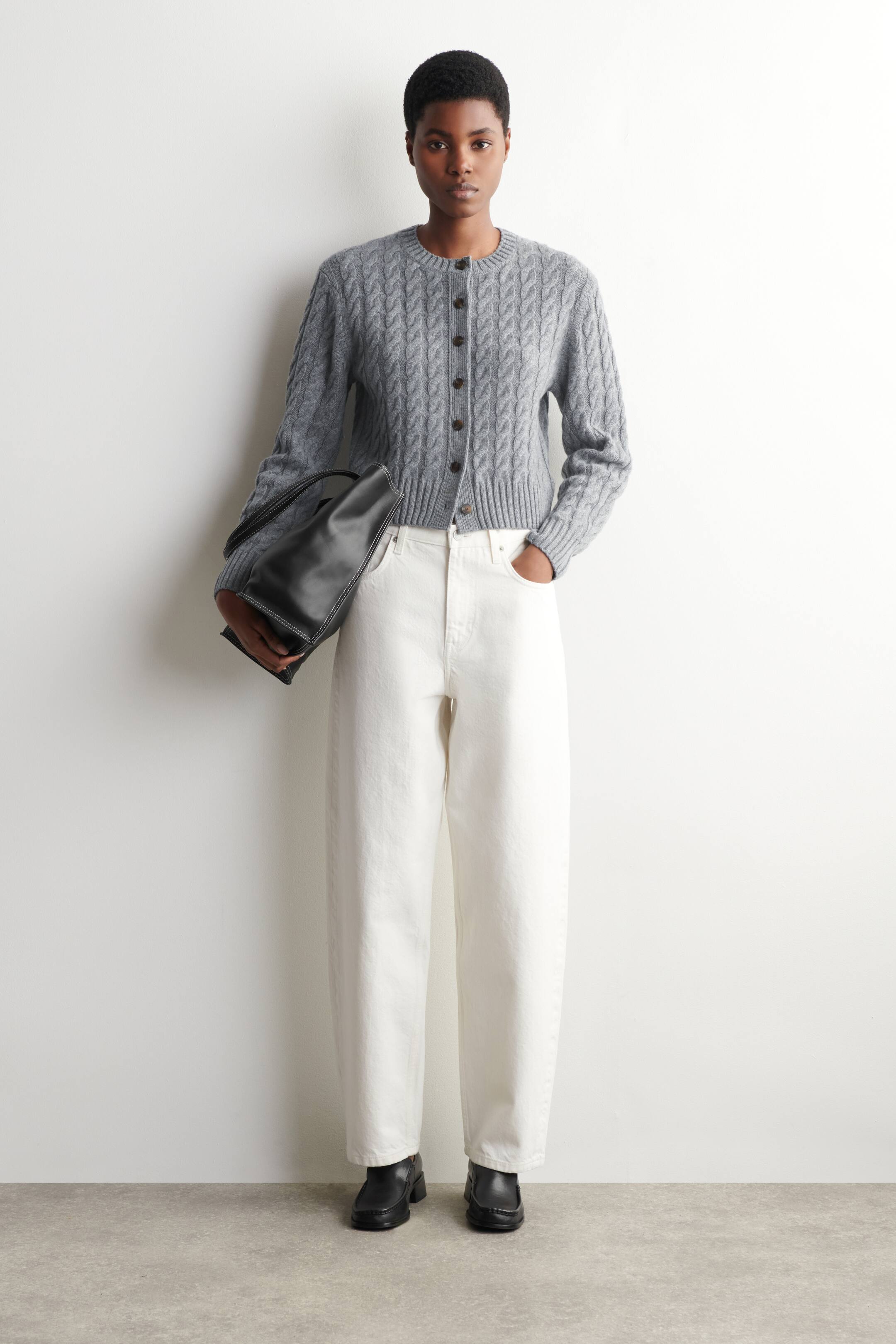 CARDIGAN DIN LÂNĂ MERINO CU MODEL ÎMPLETIT - GRI - FEMEI | H&M RO