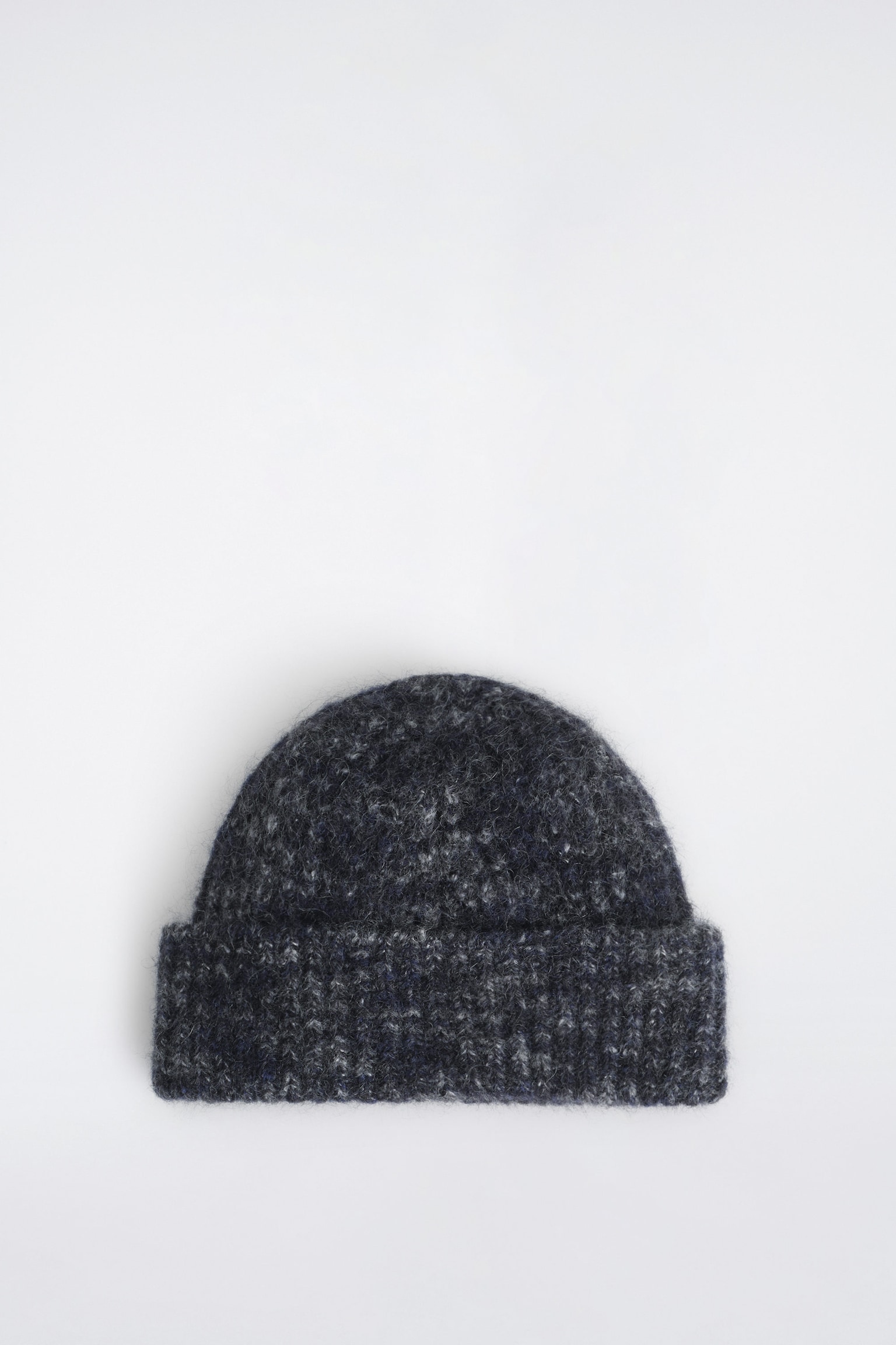 SPACE-DYED BRUSHED WOOL-BLEND BEANIE - NAVY | COS