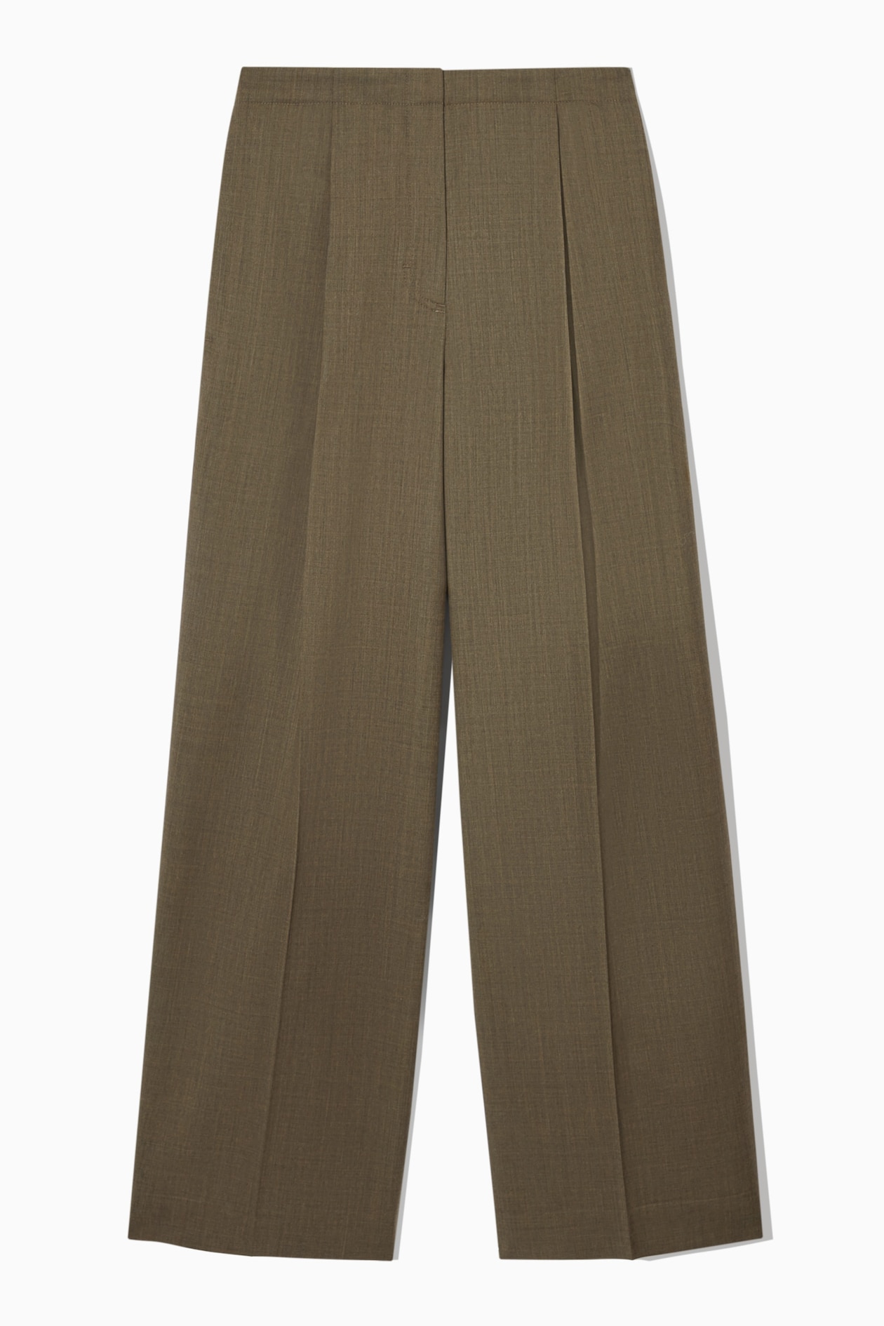 RELAXED WOOL WIDE-LEG TROUSERS - BROWN | COS