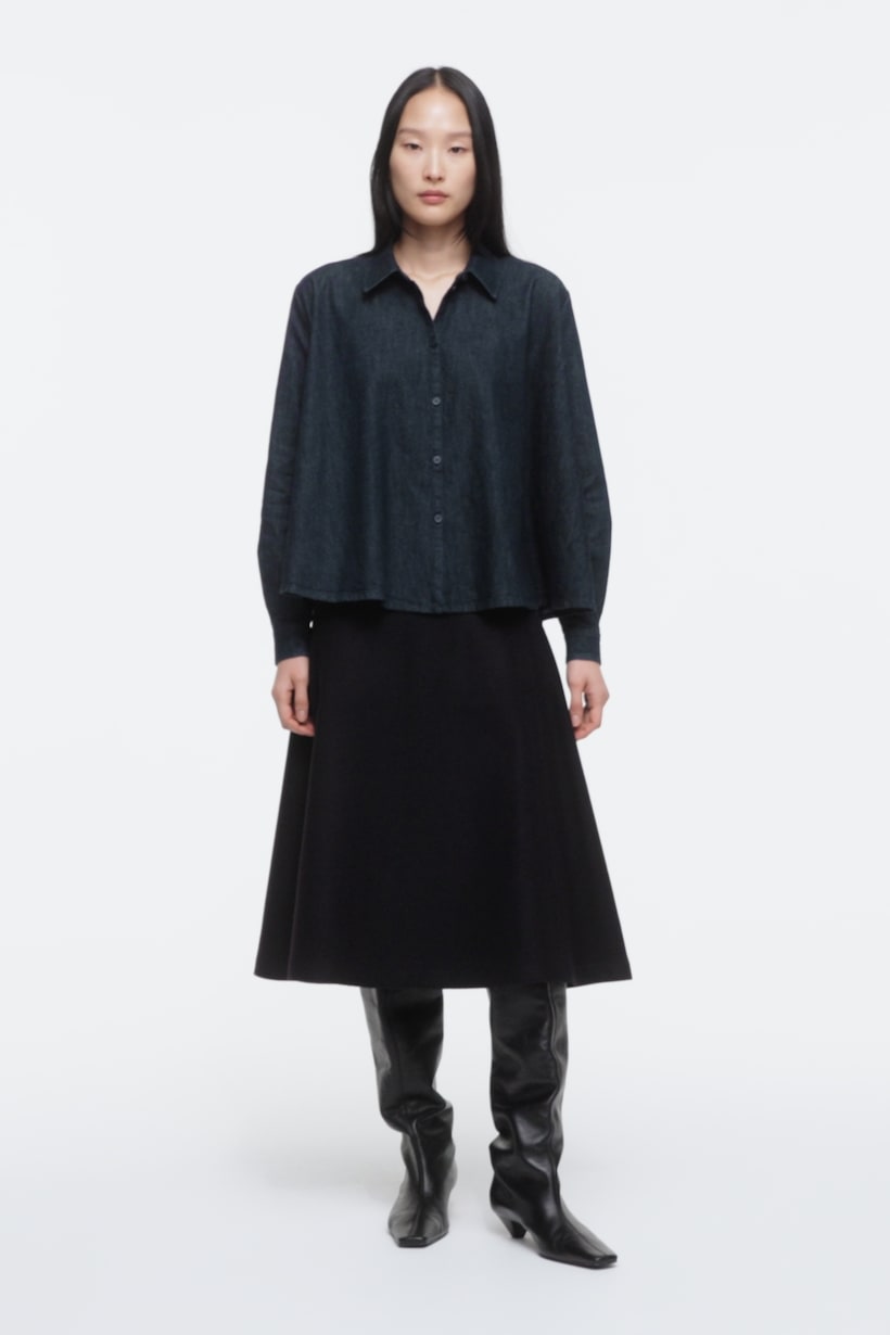 REGULAR FLARED DENIM SHIRT - INDIGO | COS