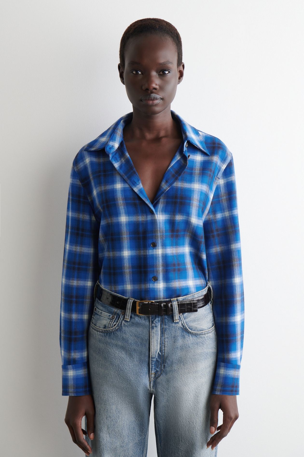 CHECKED FLANNEL SHIRT - BLUE / CHECKED | COS
