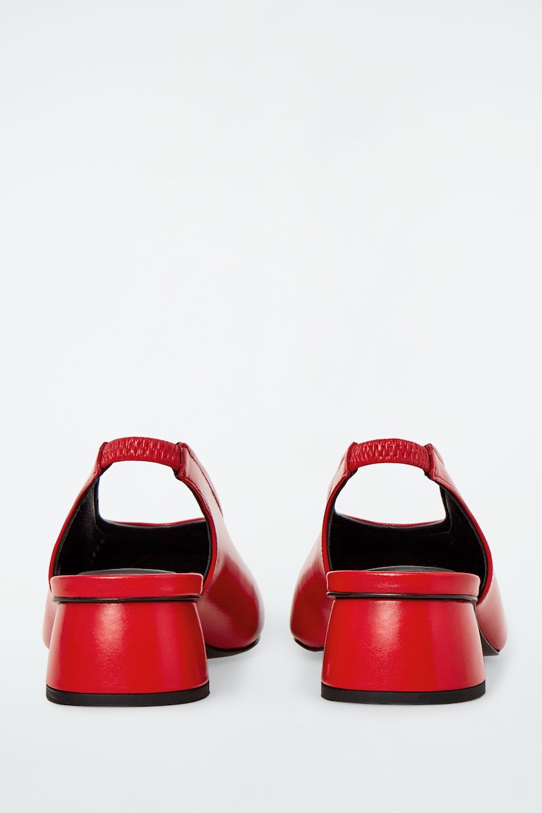 SQUARE-TOE LEATHER HEELED BALLET PUMPS - RED | COS AU