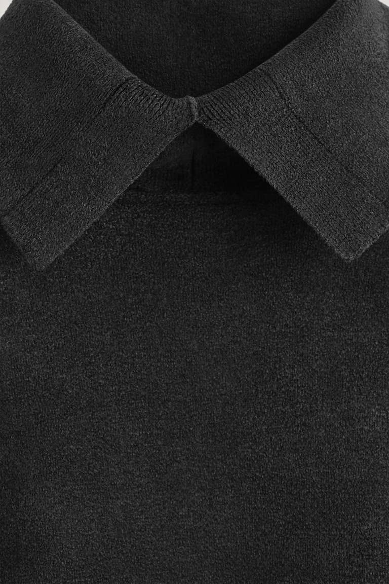 CHENILLE-KNIT MOCK-NECK SWEATER - CARBON | COS