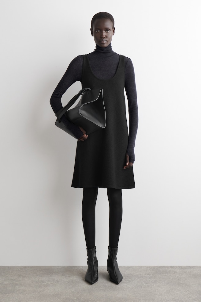 BOILED-WOOL A-LINE MINI DRESS - BLACK | COS GB