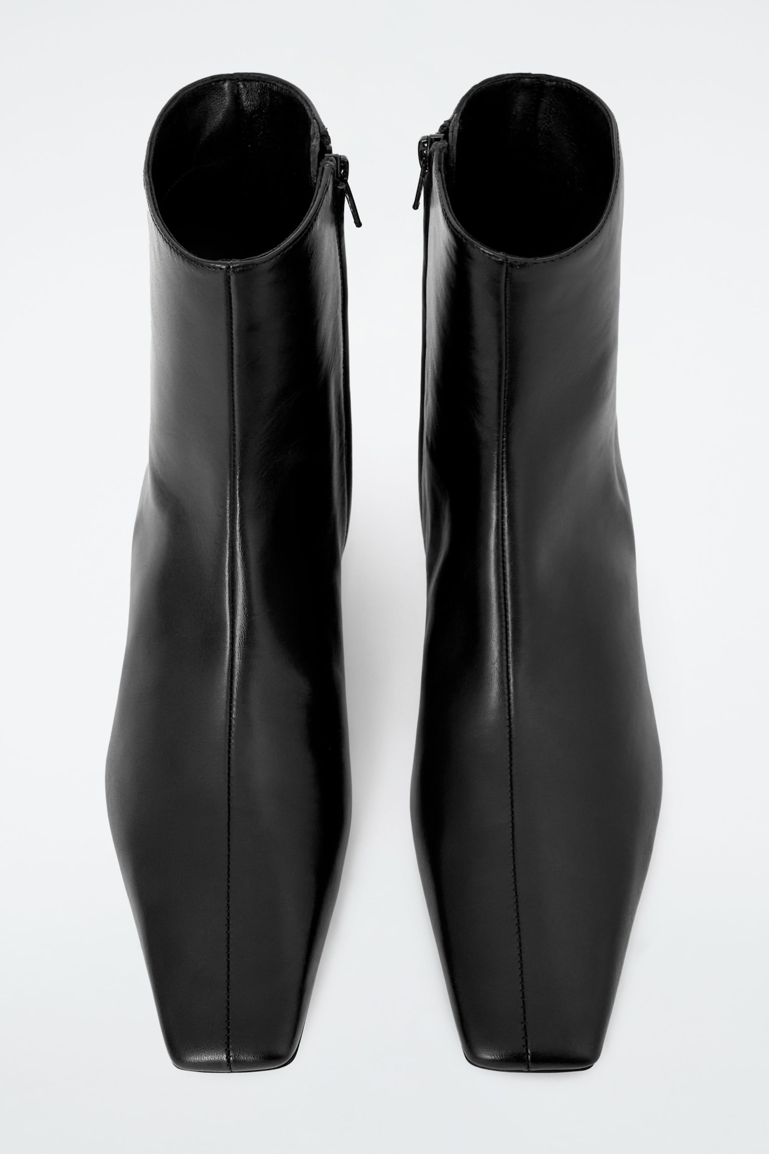 SQUARE-TOE LEATHER ANKLE BOOTS - BLACK | COS
