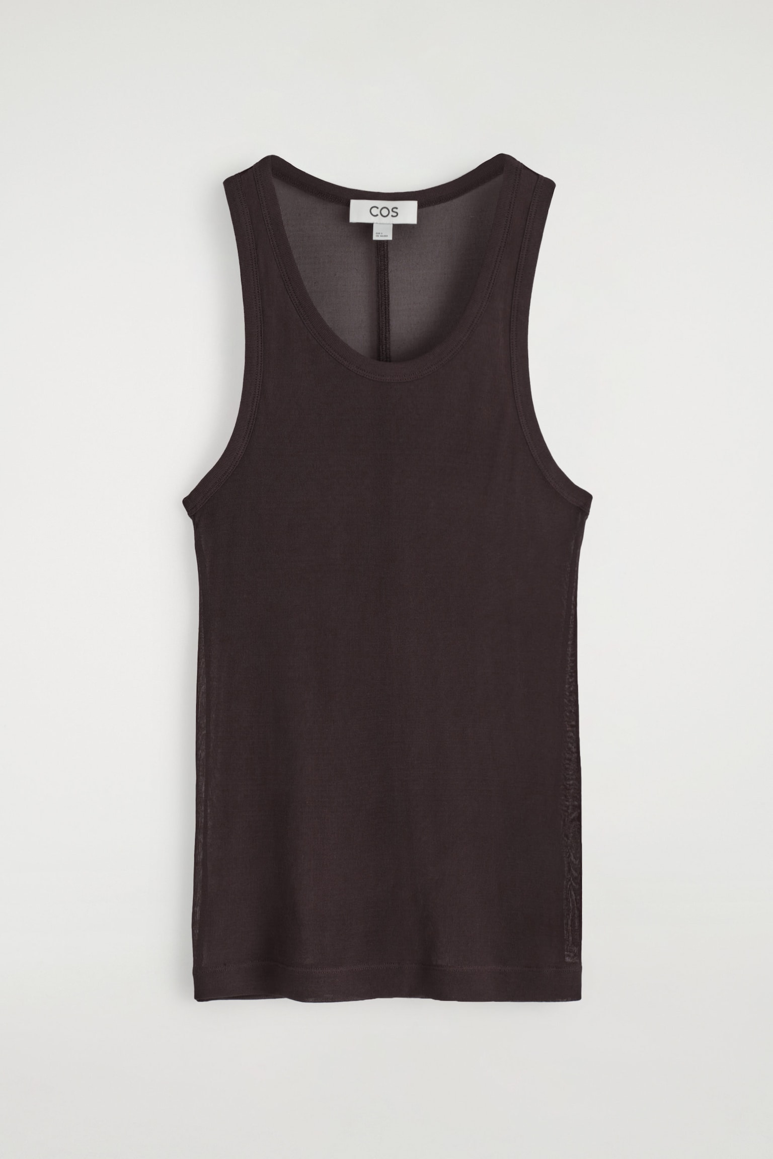 RIBBED SILK TANK TOP - DARK BROWN | COS