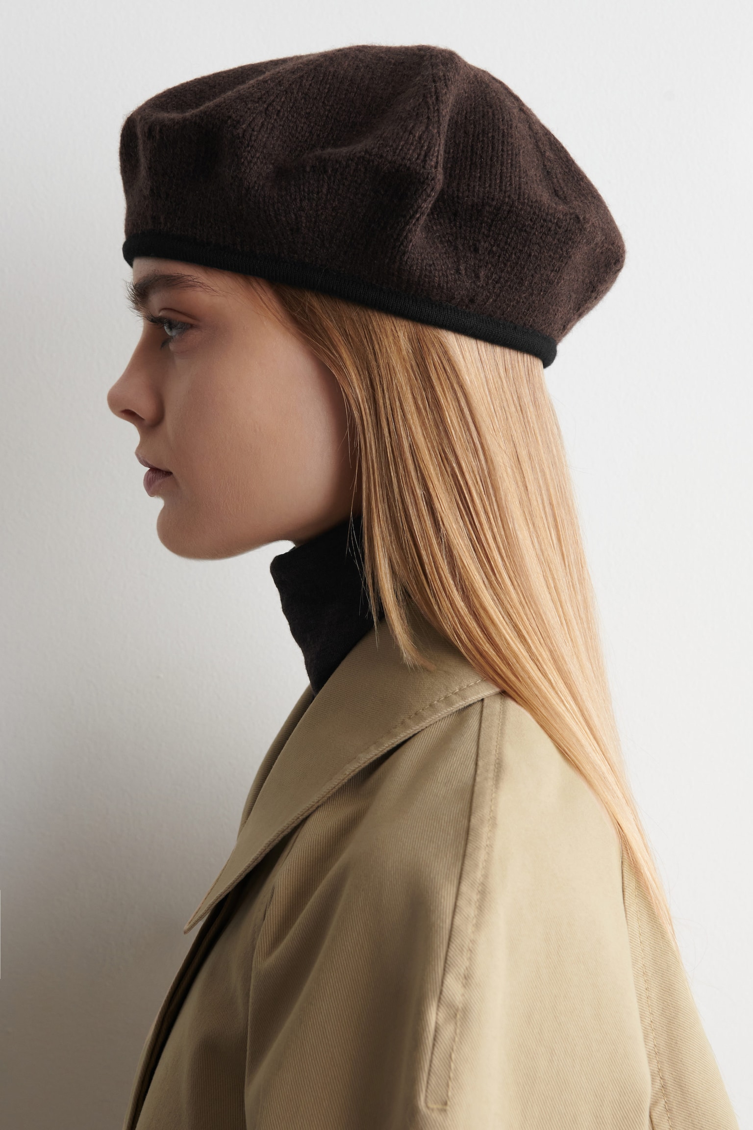 WOOL-YAK BERET - DARK BROWN | COS NO