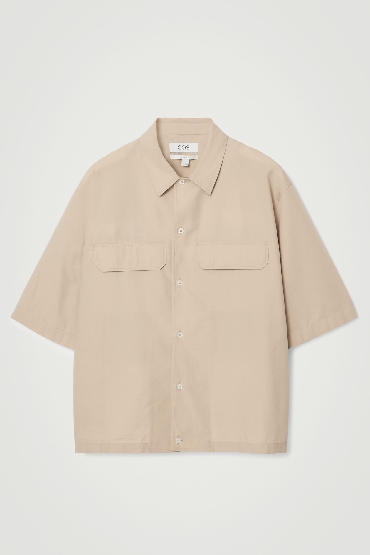 RELAXED FLAP-POCKET UTILITY SHIRT - BEIGE | COS