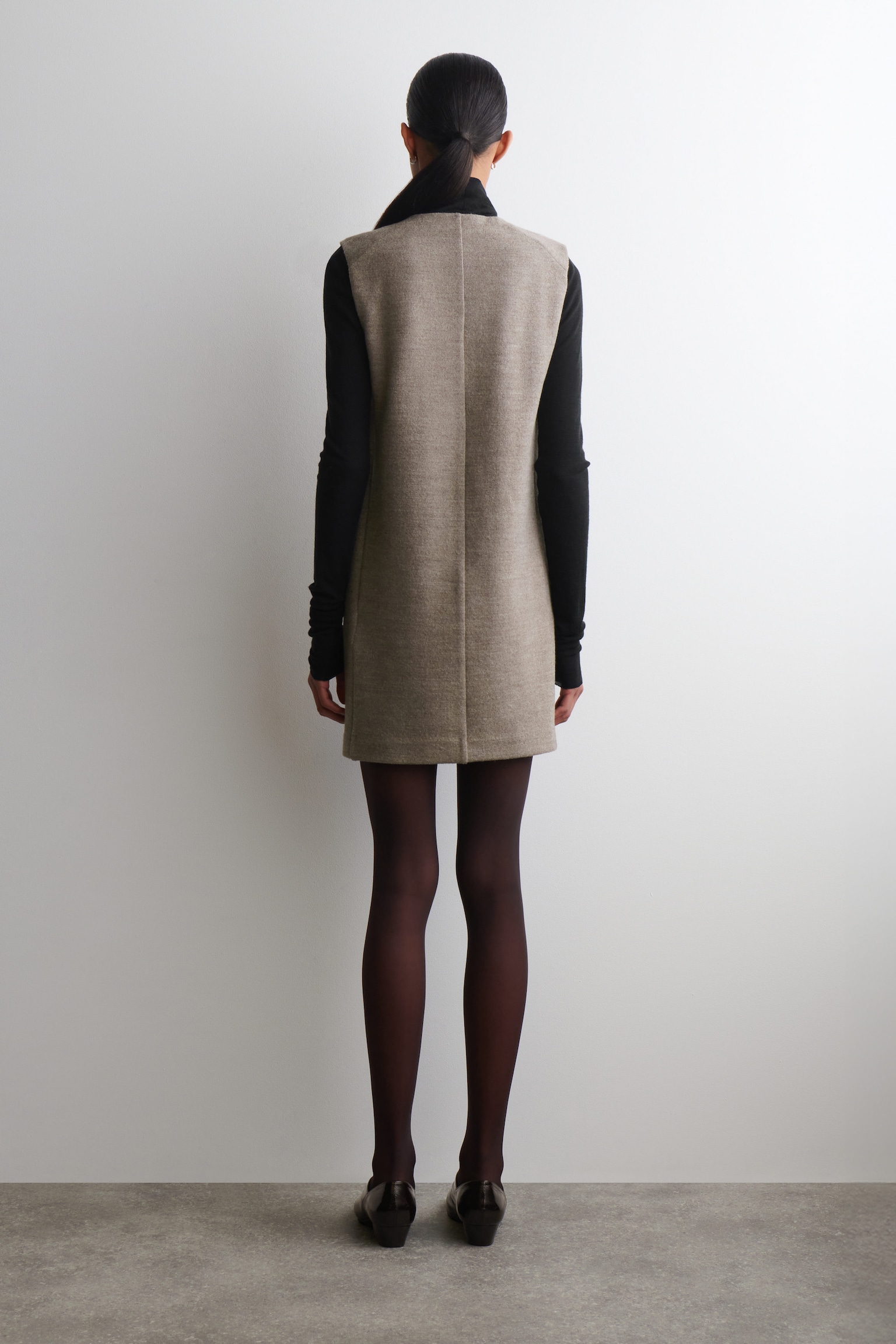 MERINO WOOL BUTTONED SHIFT MINI DRESS - BEIGE MÉLANGE | COS US