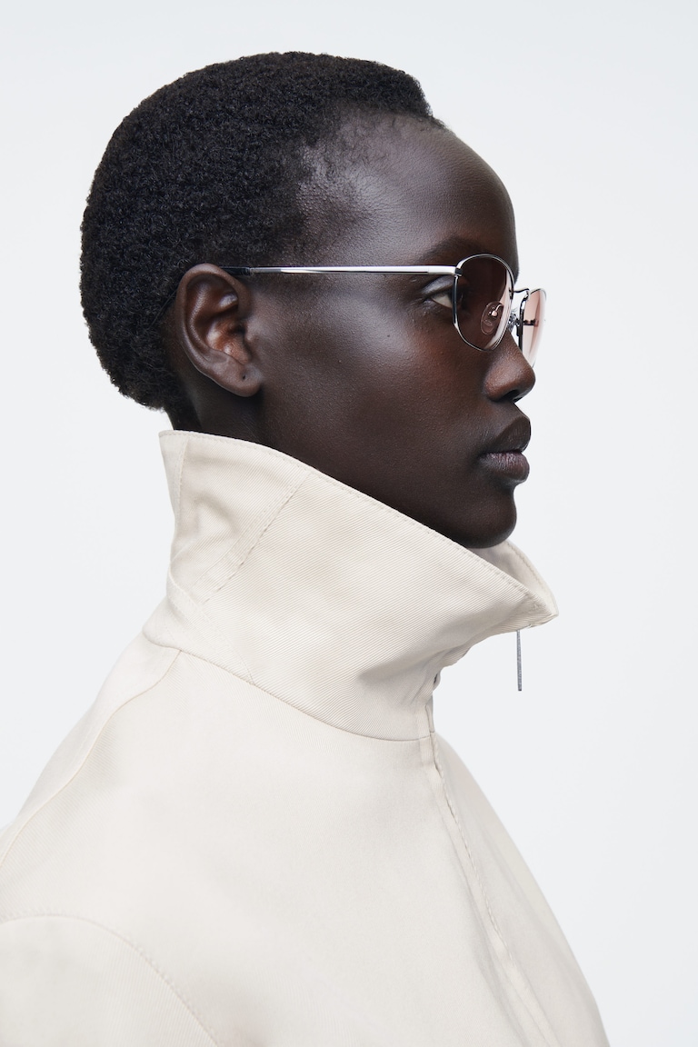 WIRE-FRAME CAT-EYE SUNGLASSES - PINK / SILVER | COS