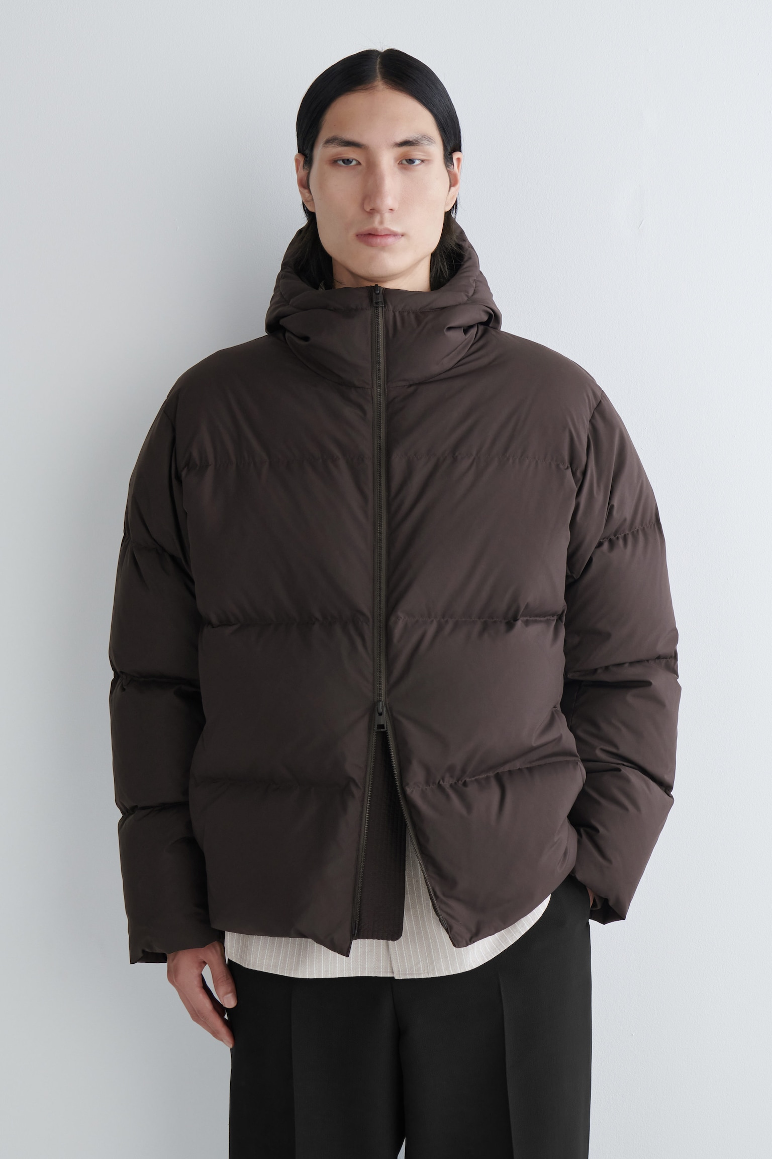 HOODED DOWN PUFFER JACKET - DARK BROWN | COS GB