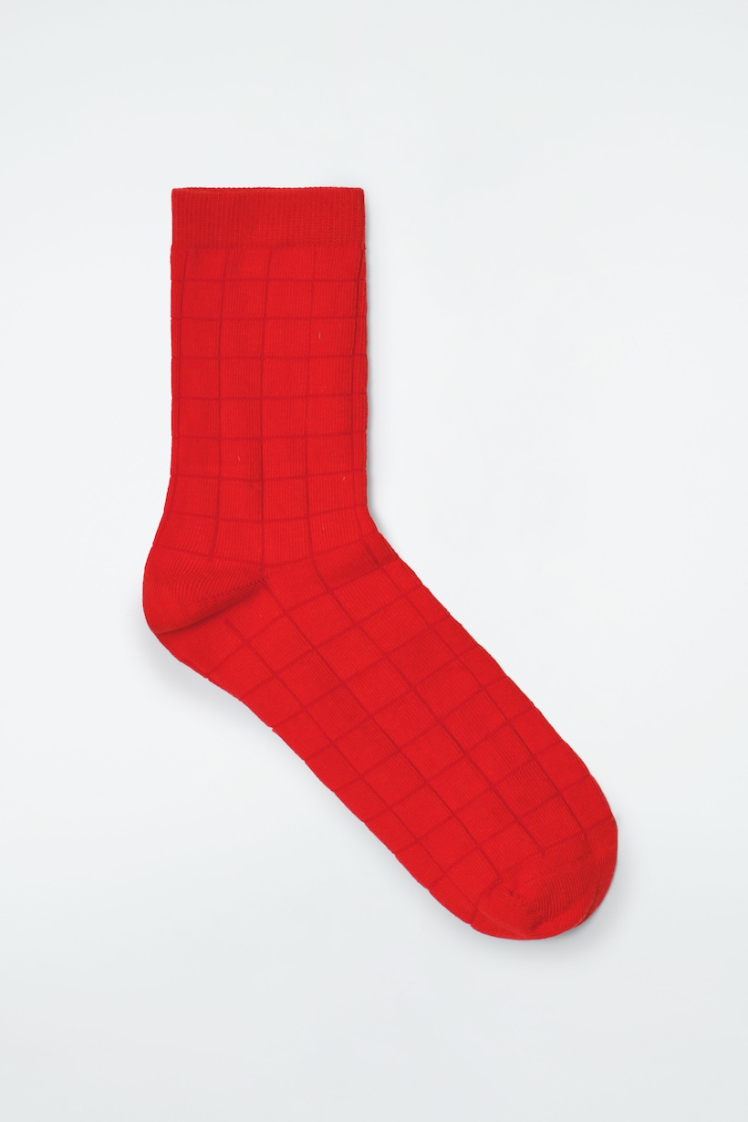 GRID COTTON SOCKS - RED | COS
