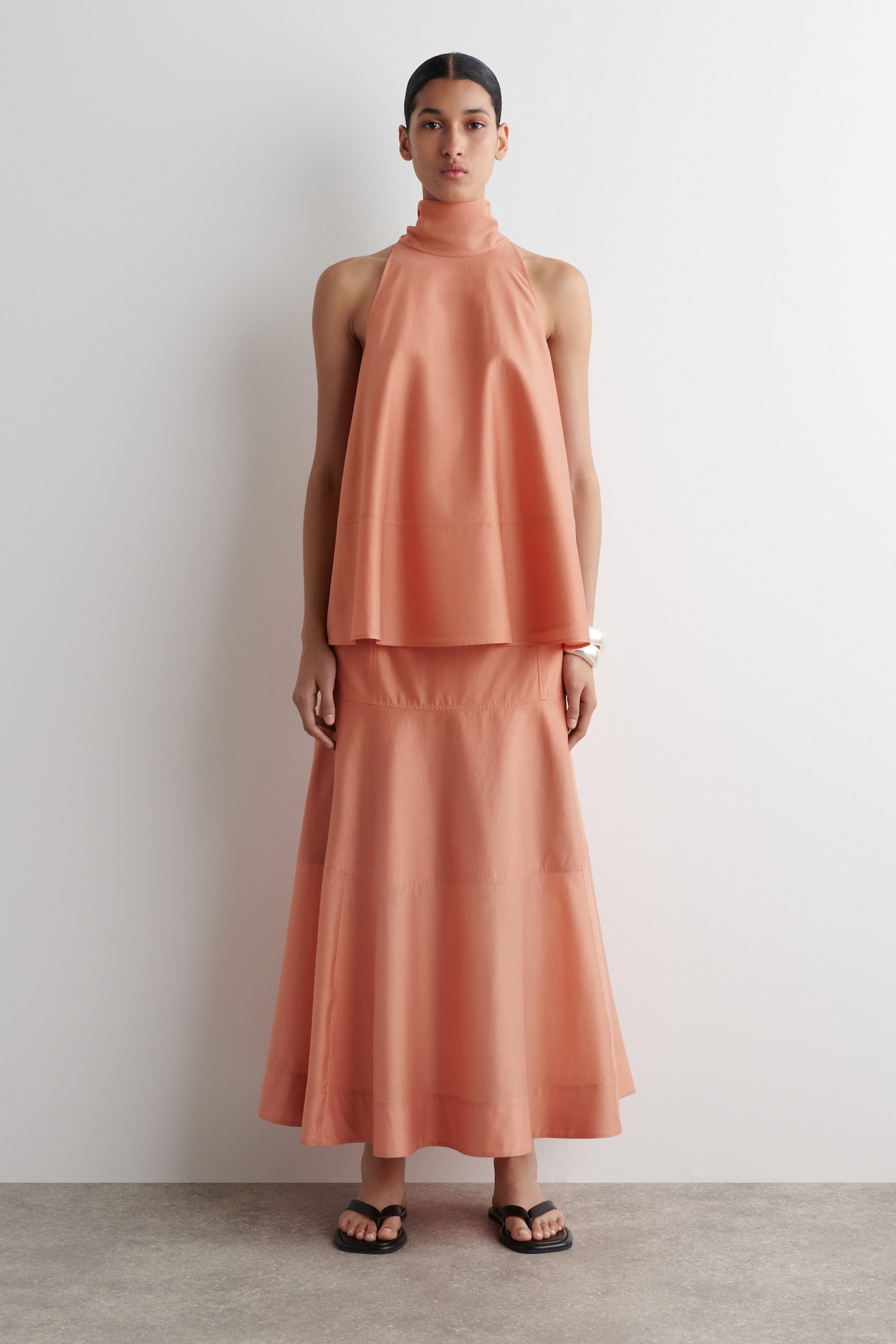 PANELED A-LINE MIDI SKIRT - PEACH | COS