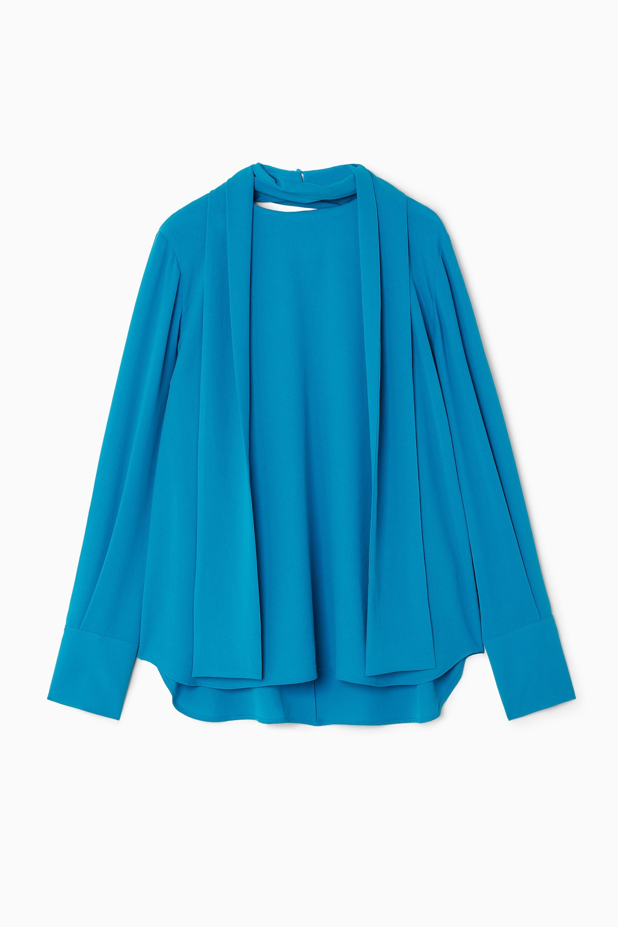 CAPE-DETAIL SCARF BLOUSE - BRIGHT TURQUOISE | COS