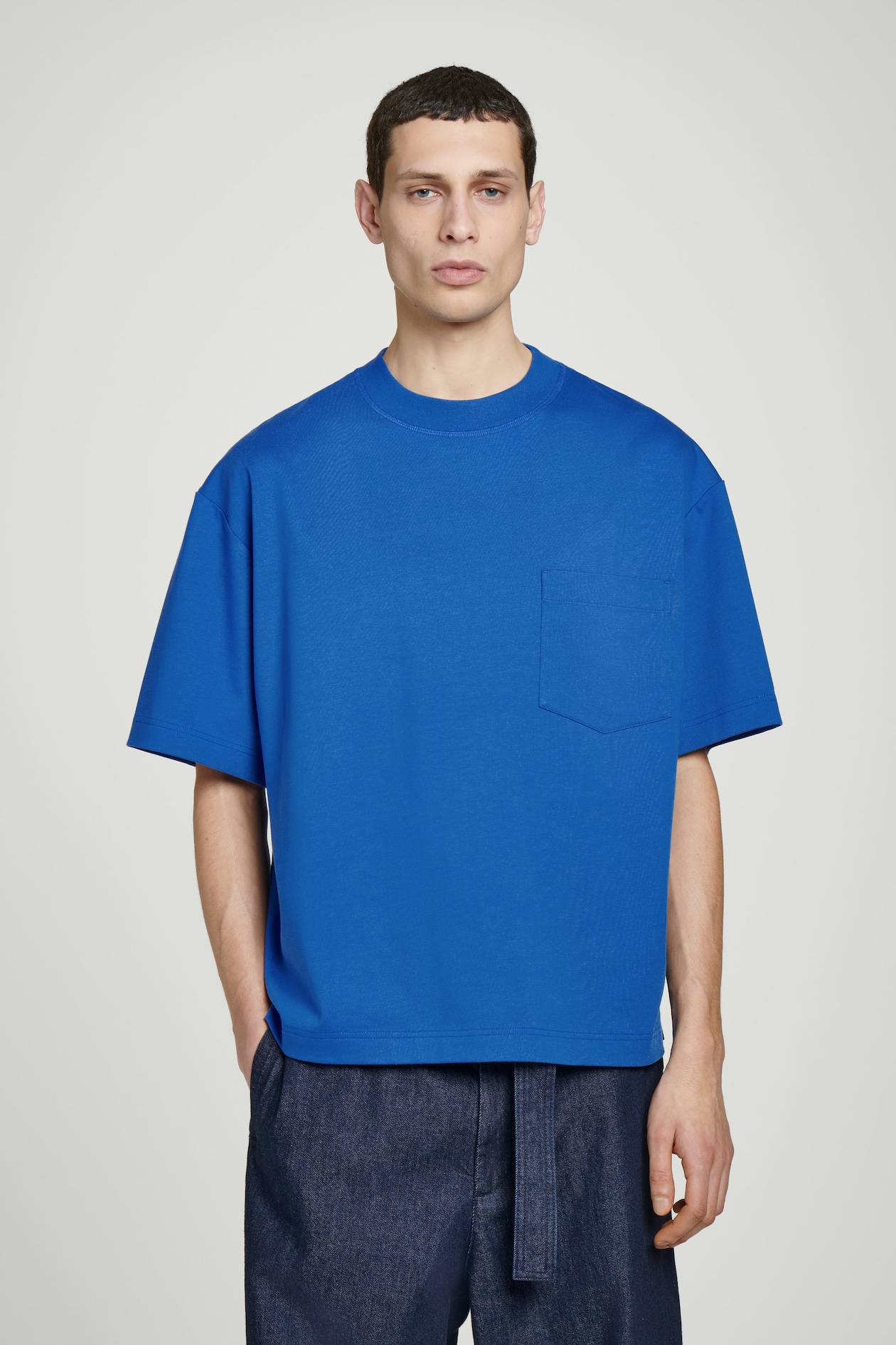 OVERSIZED HEAVYWEIGHT COTTON T-SHIRT - COBALT BLUE | COS