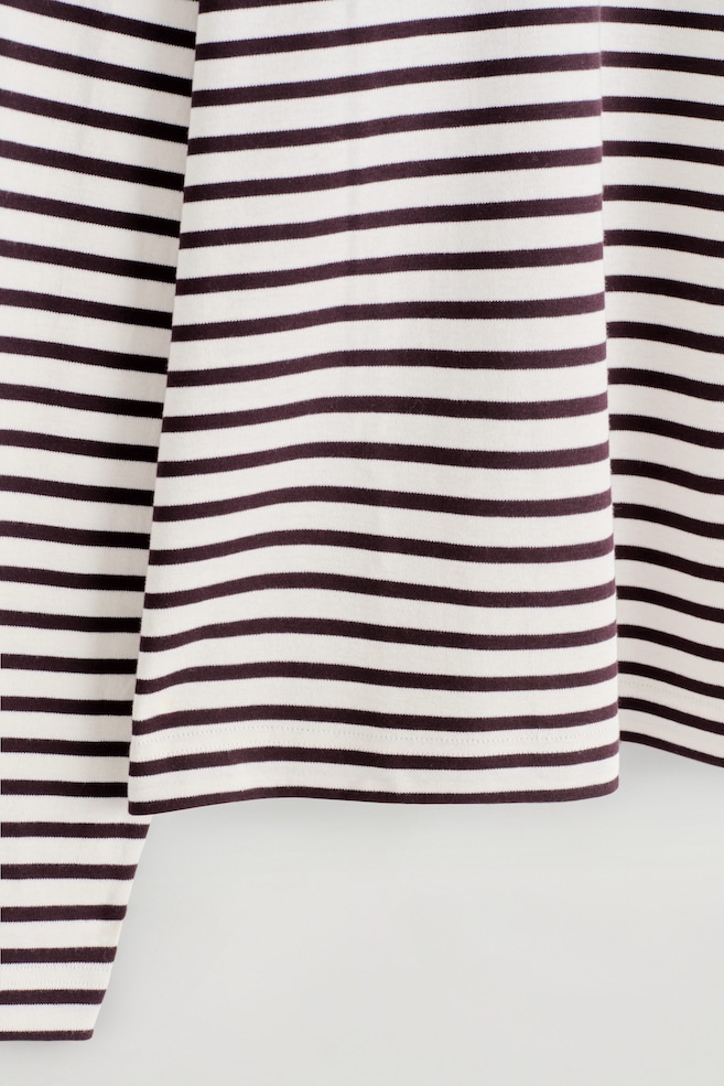 RELAXED JERSEY INTERLOCK LONG-SLEEVED T-SHIRT - RED / WHITE / STRIPED | COS