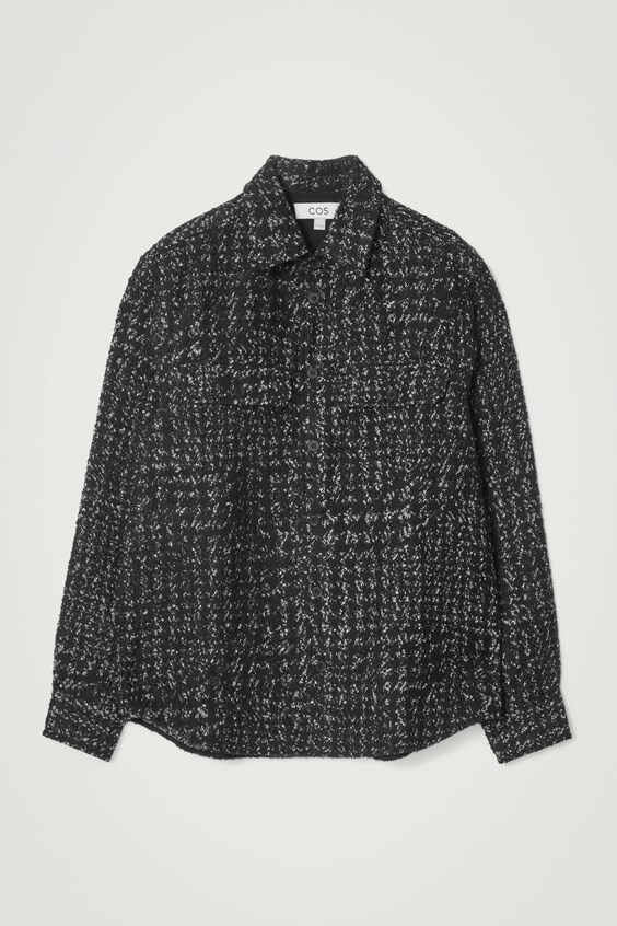 HOUNDSTOOTH BOUCLÉ OVERSHIRT - BLACK / HOUNDSTOOTH | COS