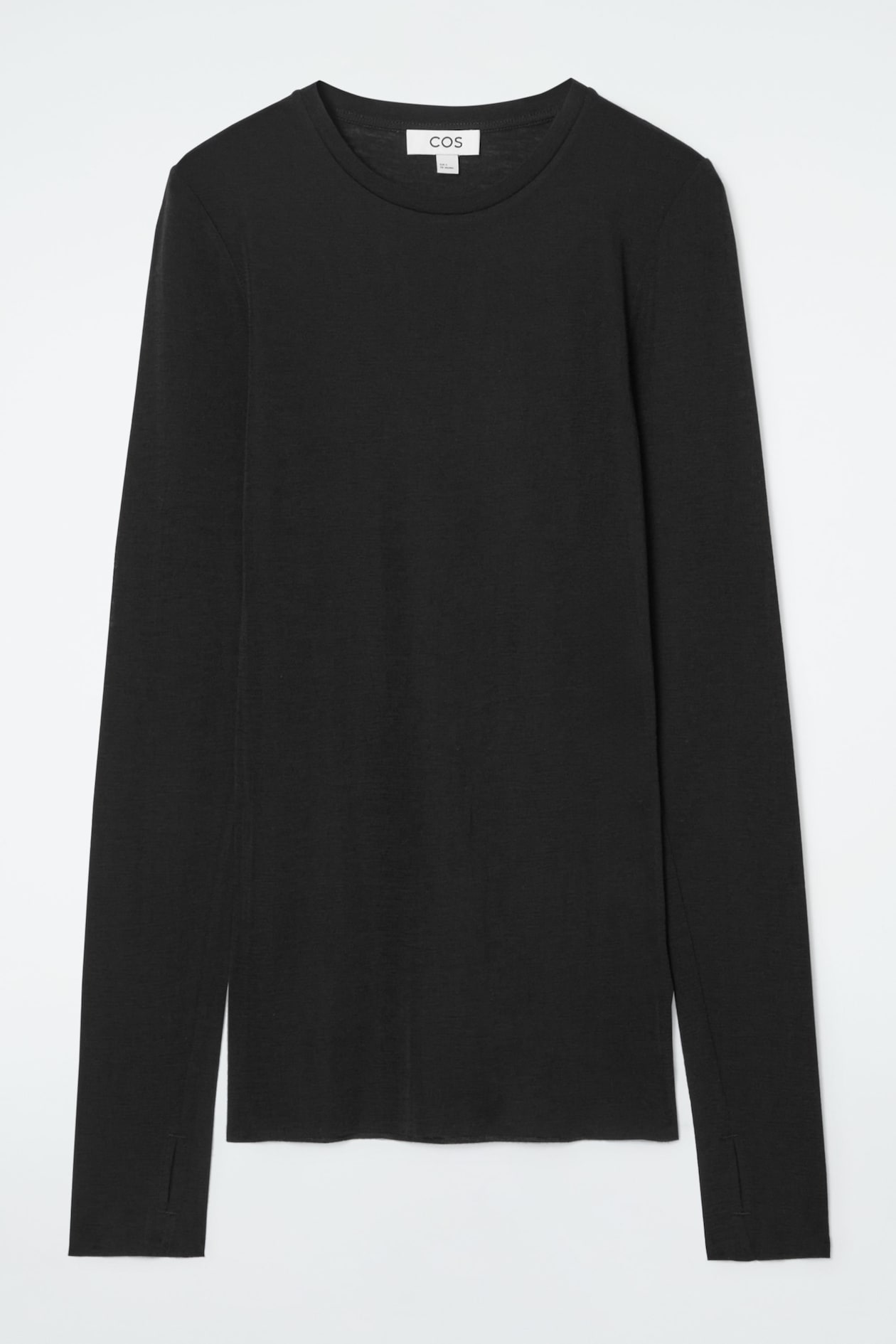 CREW-NECK MERINO WOOL TOP - BLACK | COS