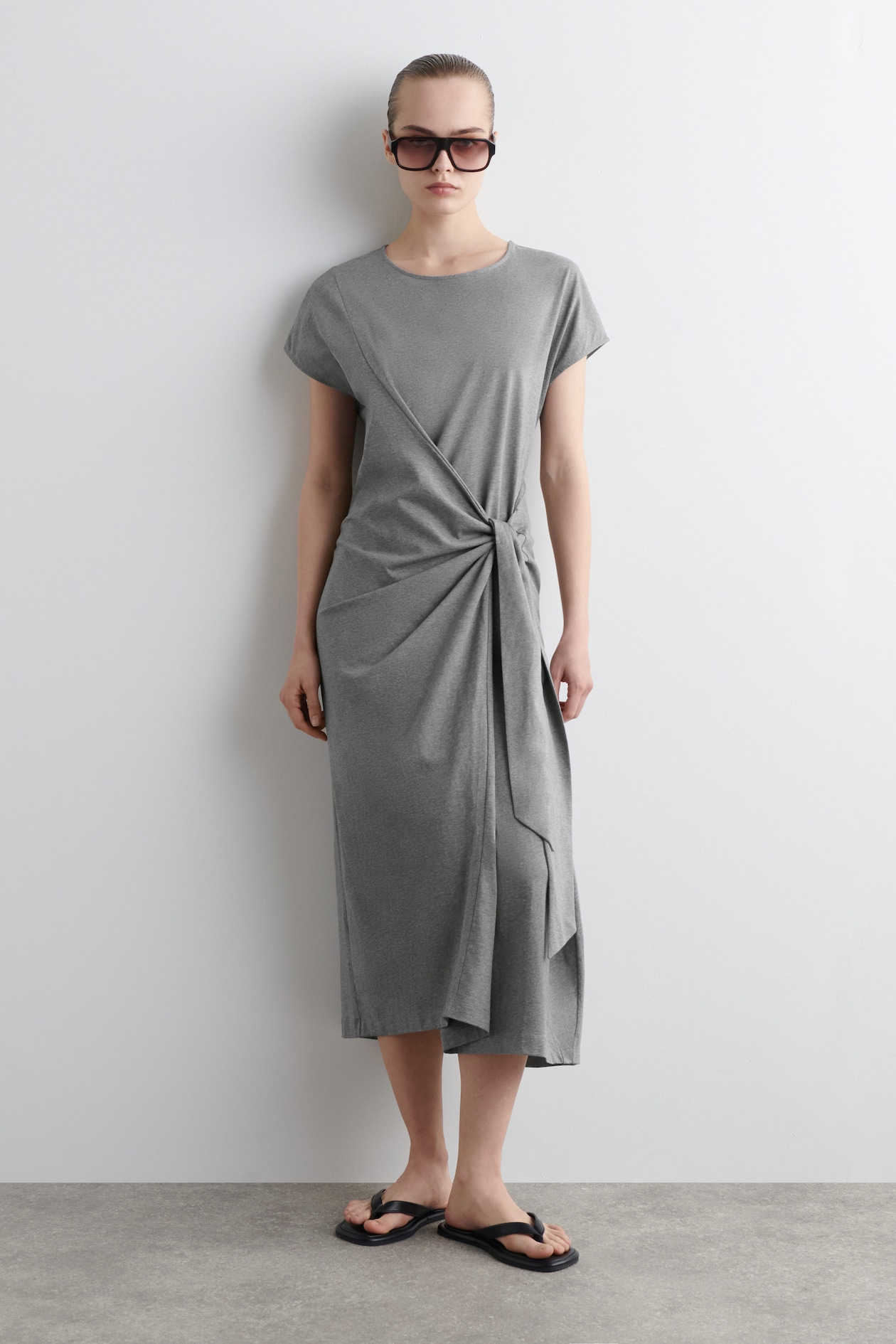 WRAP-FRONT T-SHIRT DRESS - GREY | COS