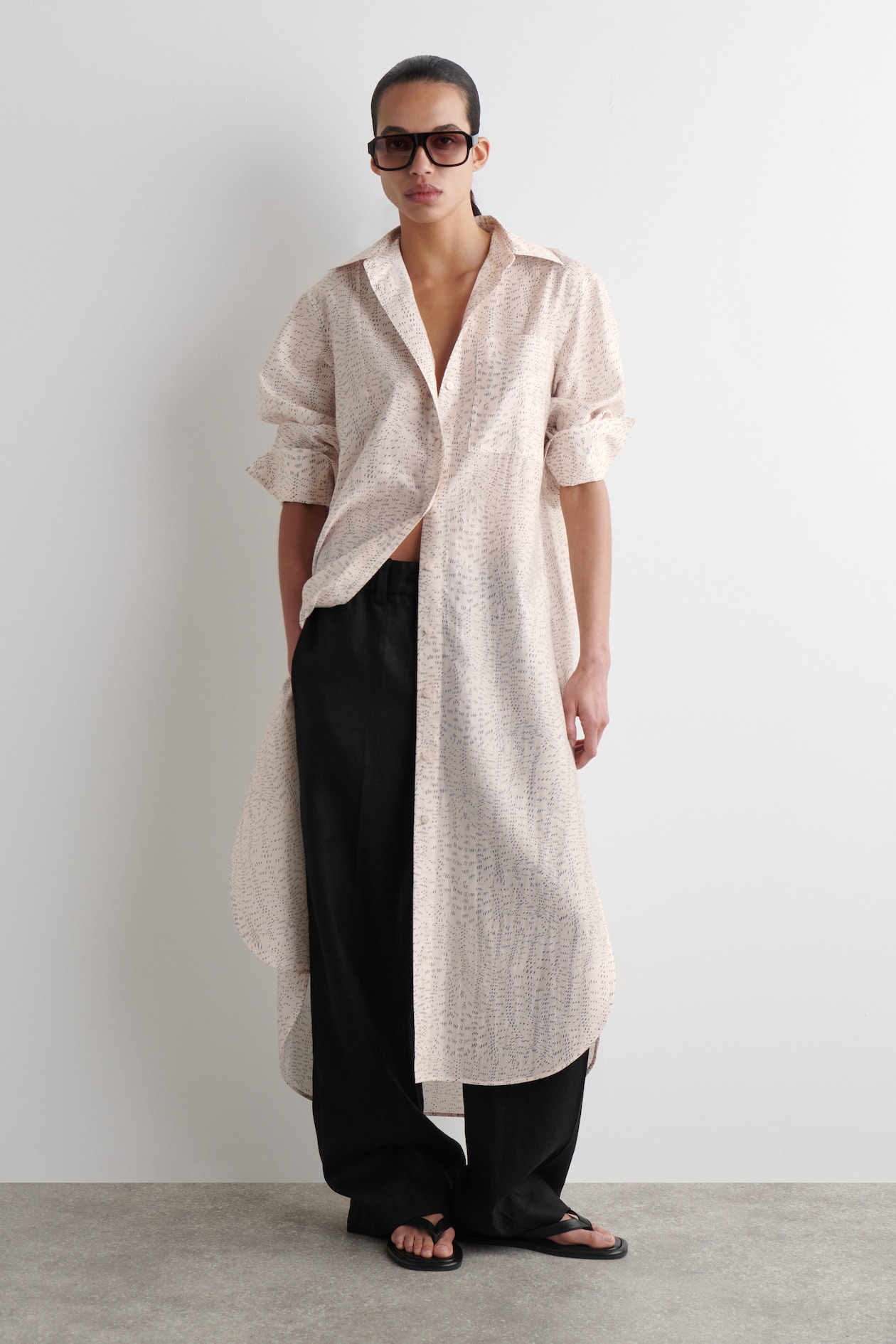 PRINTED FLUID SHIRT DRESS - PINK / PRINTED | COS