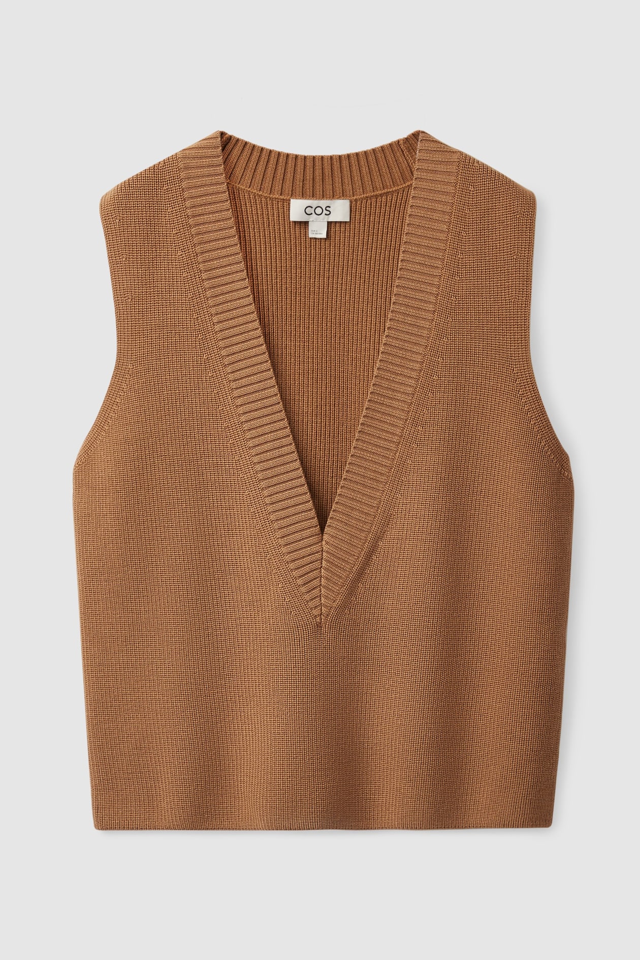 DEEP V-NECK KNITTED VEST - BROWN | COS