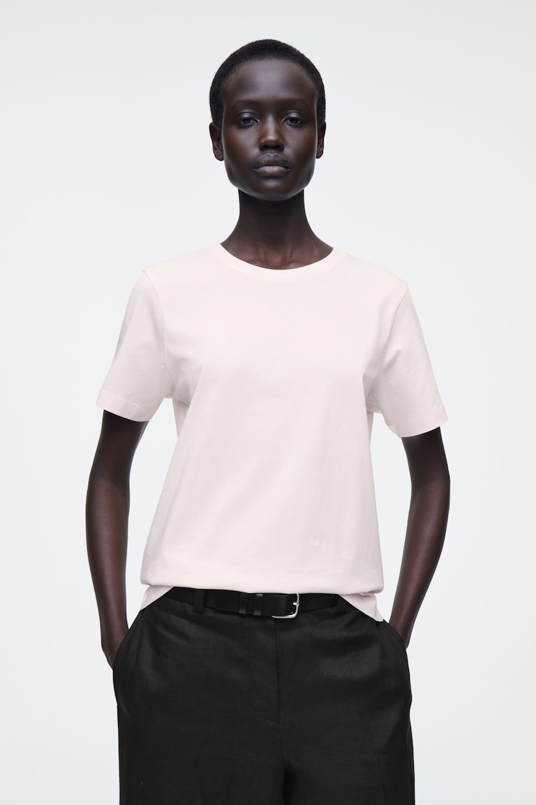 CREW-NECK COTTON T-SHIRT - LIGHT PINK | COS