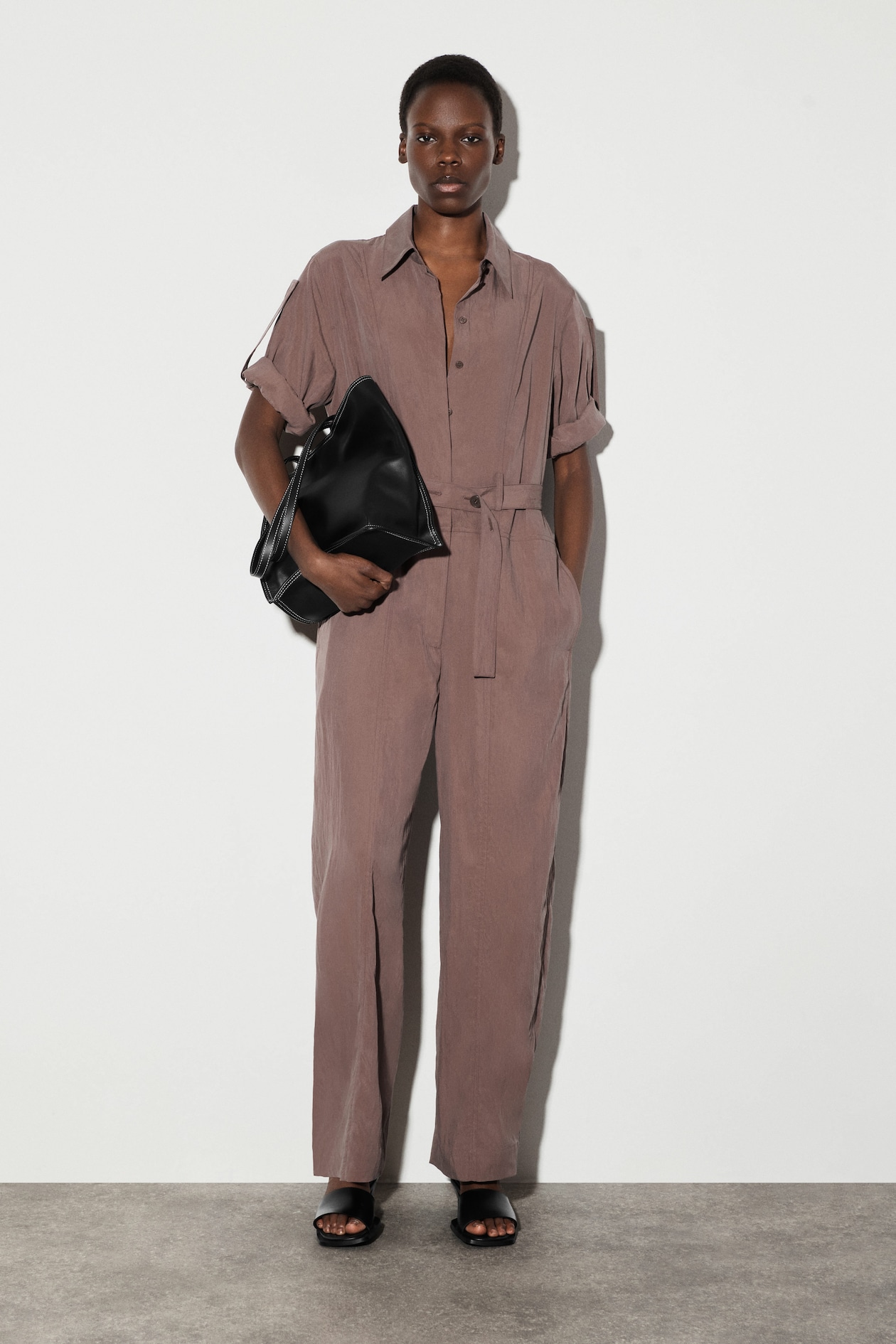 TUTA IN MODAL CON CINTURA - TERRACOTTA | COS IT