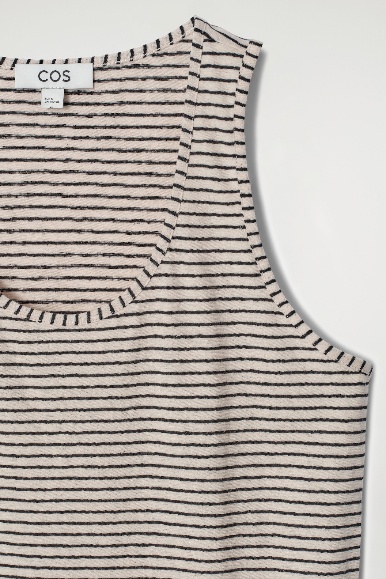 COTTON-LINEN TANK TOP - BLACK / IVORY / STRIPED | COS
