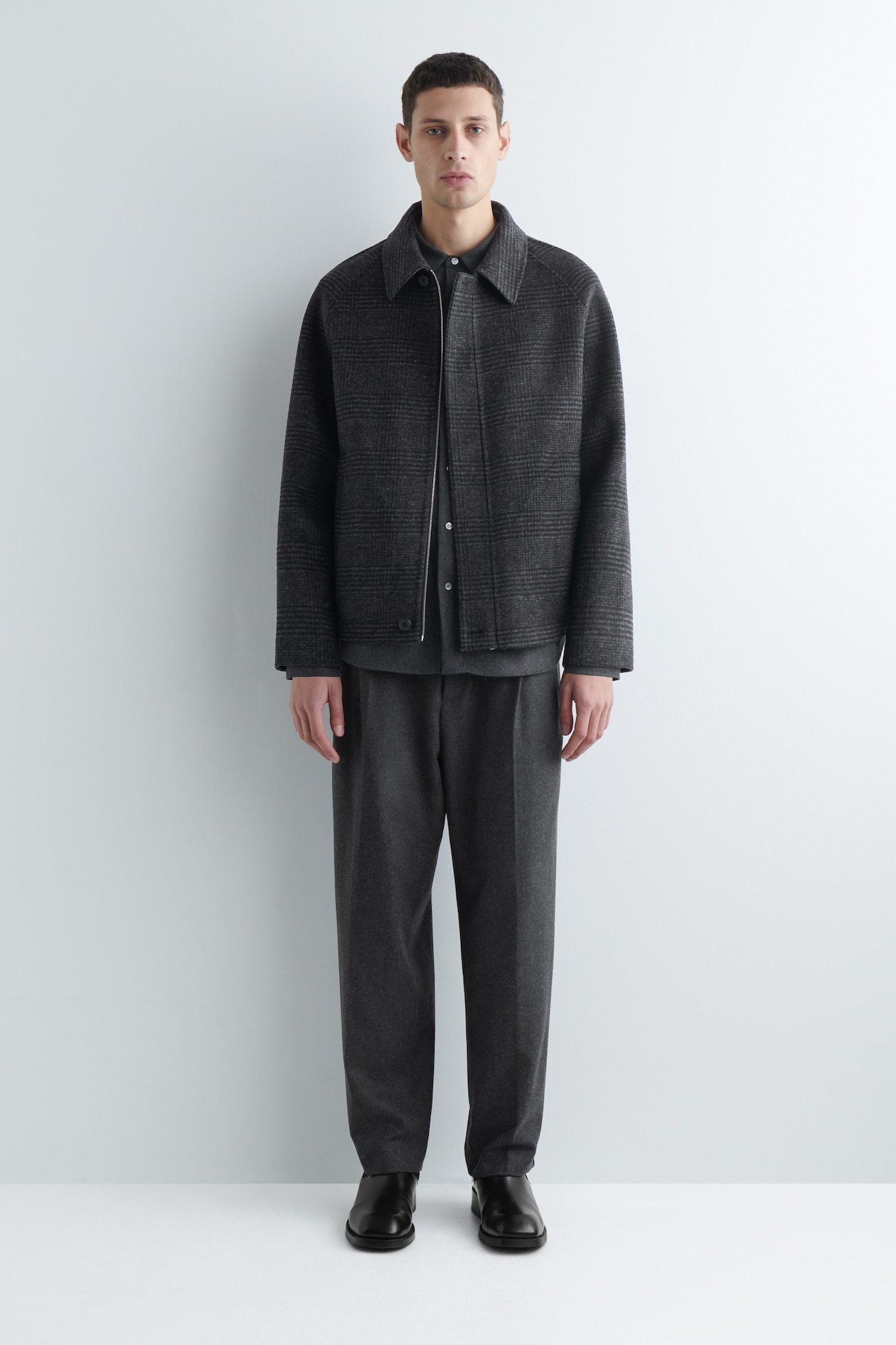 REVERSIBLE CHECKED / HERRINGBONE WOOL JACKET - GREY / CHECKED | COS