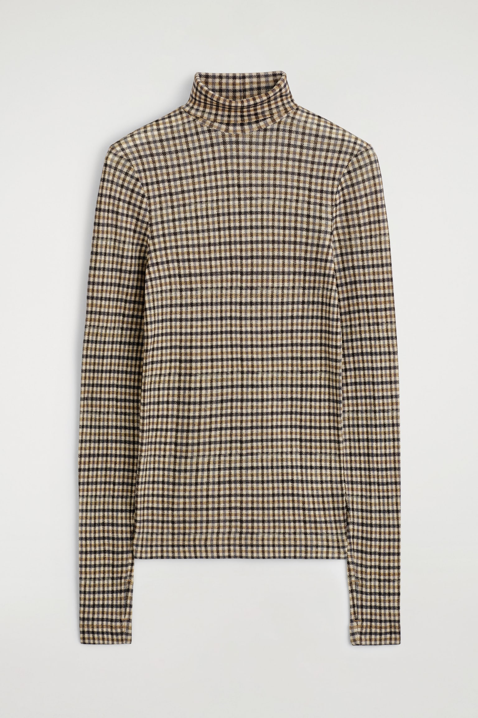 MAGLIA A COLLO ALTO IN LANA MERINO - BEIGE / QUADRI | COS