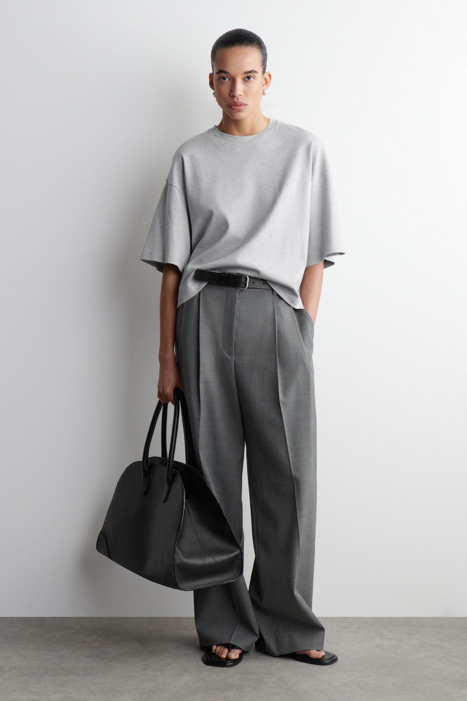 OVERSIZED BOXY T-SHIRT - GREY MÉLANGE | COS