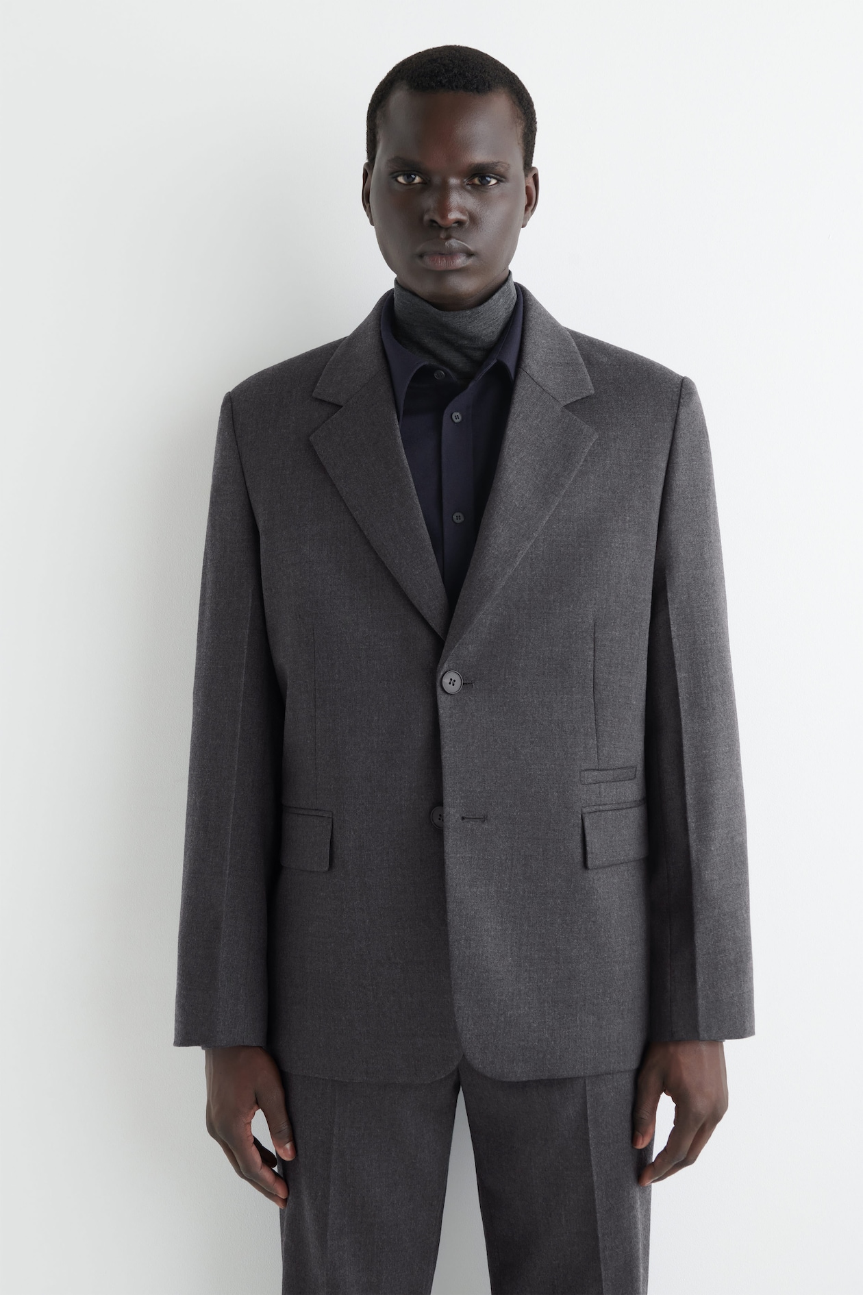 SINGLE-BREASTED WOOL BLAZER - STONE MÉLANGE | COS