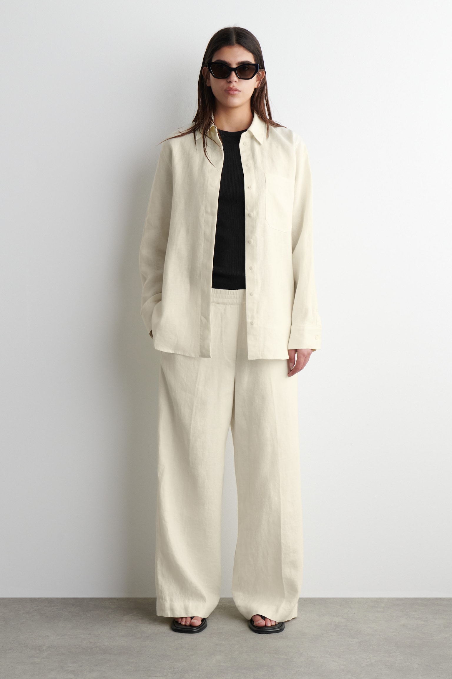 OVERSIZED-HEMD AUS LEINEN - HELLGELB | COS