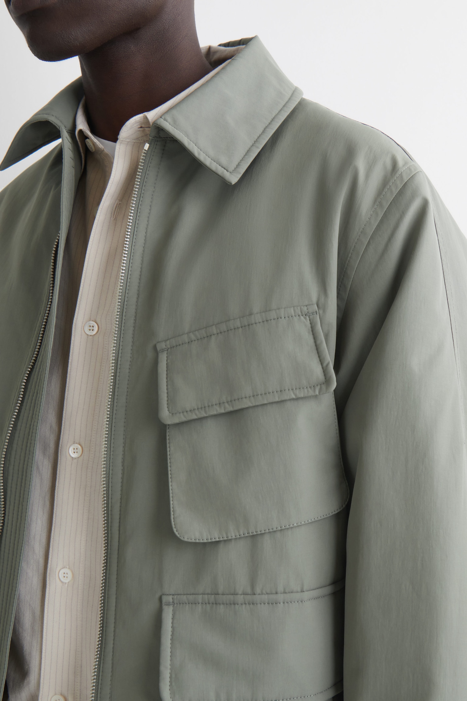 PADDED NYLON UTILITY JACKET - SAGE GREEN | COS