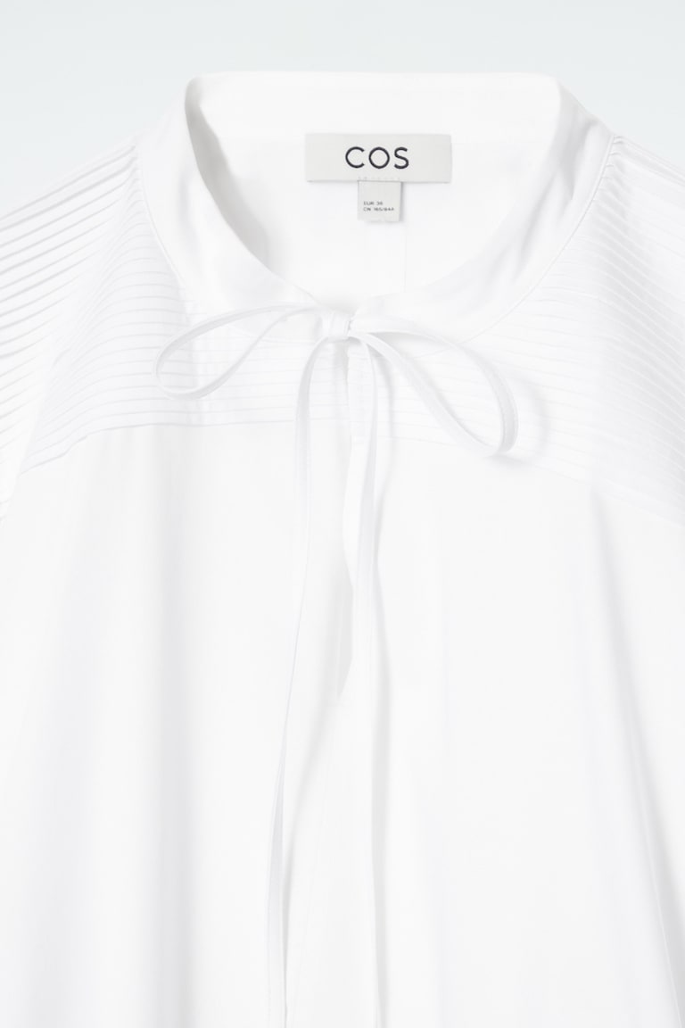 TIE-DETAIL PLEATED MINI DRESS - WHITE | COS GB