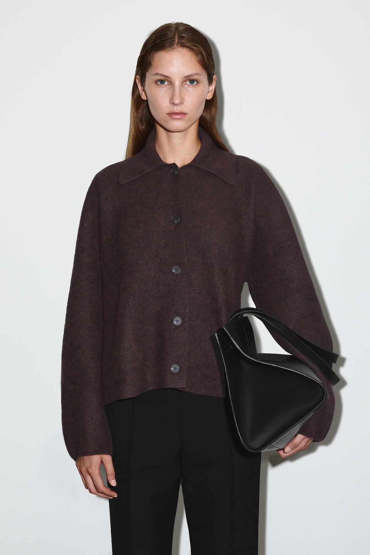 SCULPTED MERINO WOOL JACKET - DARK BROWN | COS