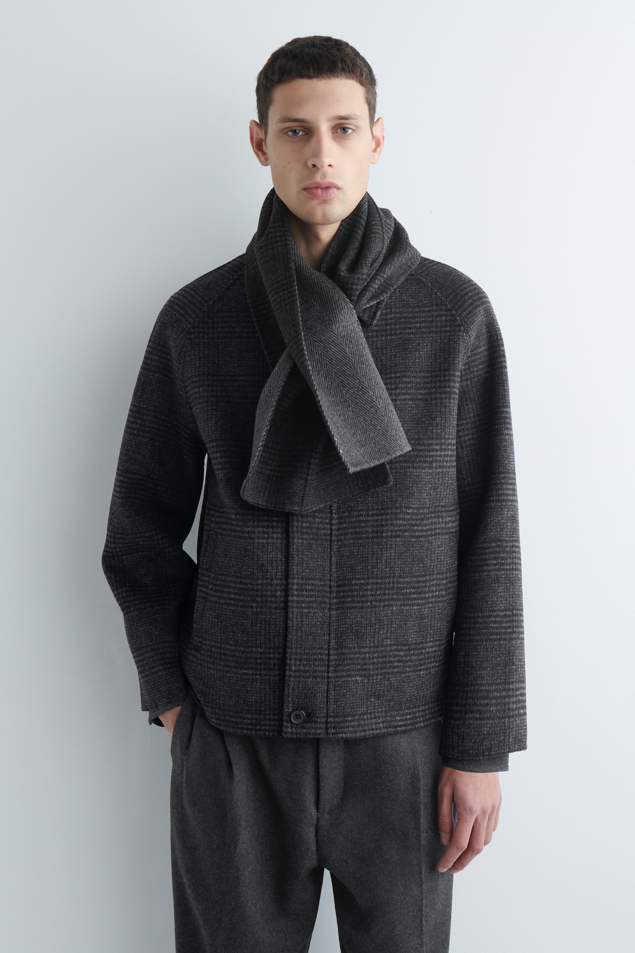 ÉCHARPE EN LAINE DOUBLE FACE - GRIS - HOMME | H&M BE