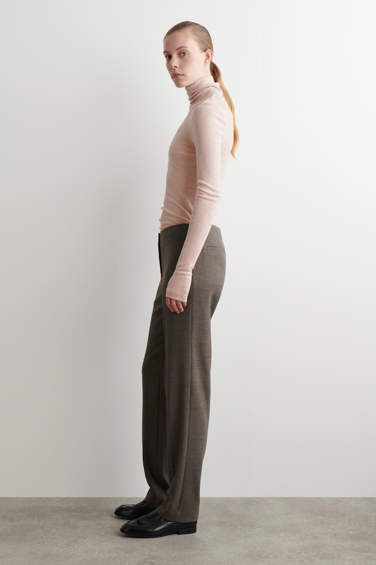 SLIM WOOL-BLEND PANTS - STONE MÉLANGE | COS US