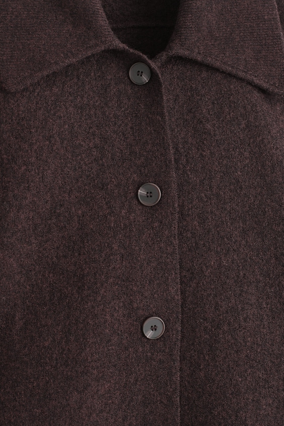SCULPTED MERINO WOOL SHORT JACKET - DARK BROWN | COS