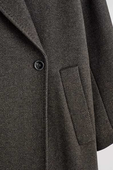 OVERSIZED DOUBLE-BREASTED WOOL LONG COAT - DARK GREEN | COS US
